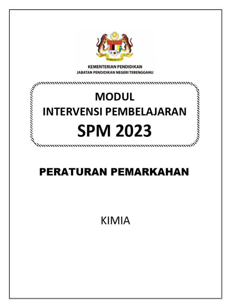 SPM KIMIA Modul Intervensi Terengganu 2023 (Skema) | PDF