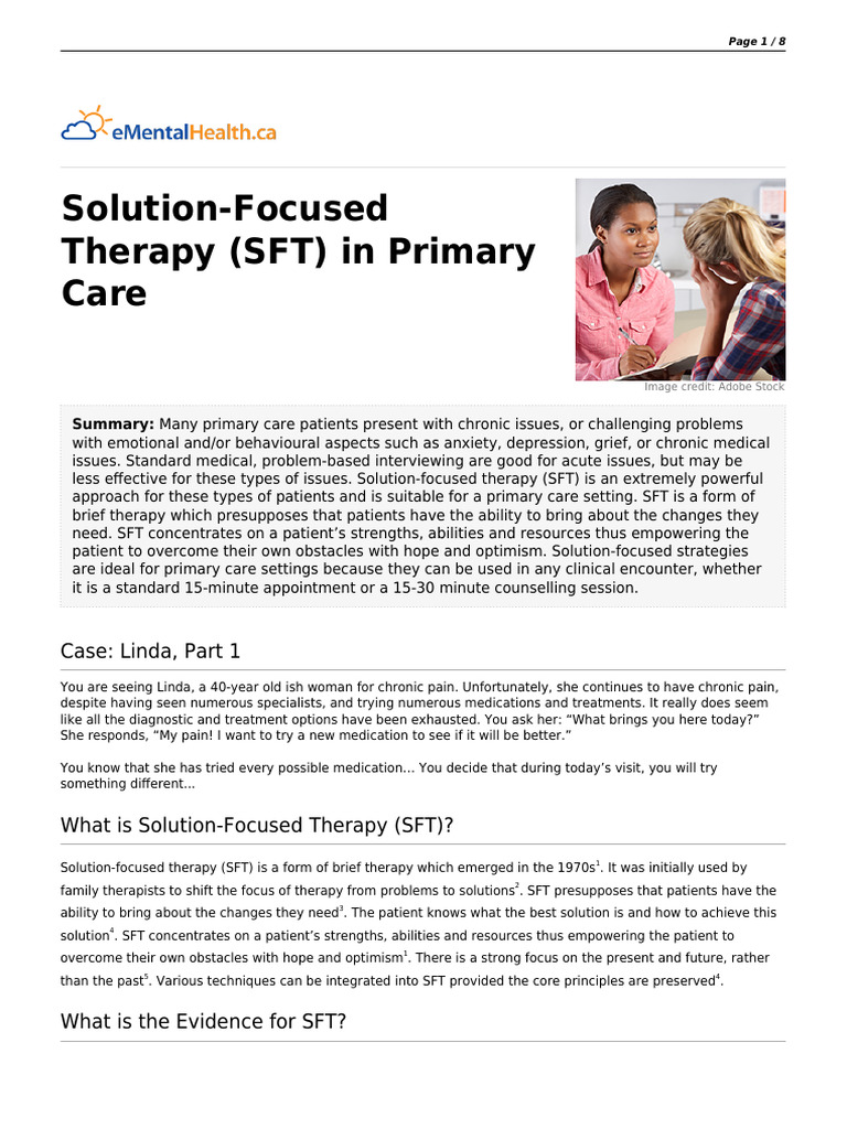 SolutionFocused Therapy SFT in Primary Care | PDF | Psychotherapy ...