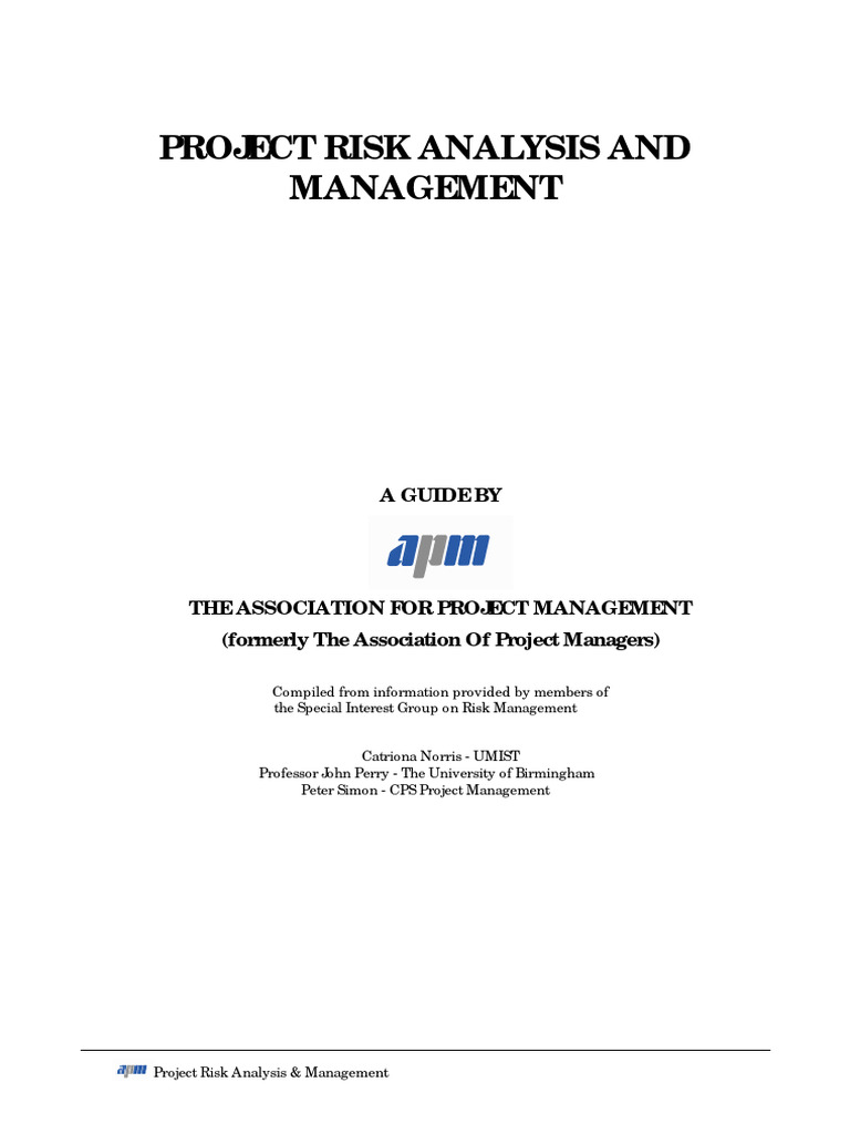 Apm Project Risk Analysis and Management | PDF | Risk | Risk Management