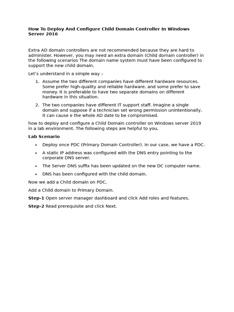 How to Deploy and Configure Child Domain Controller in Windows Server ...