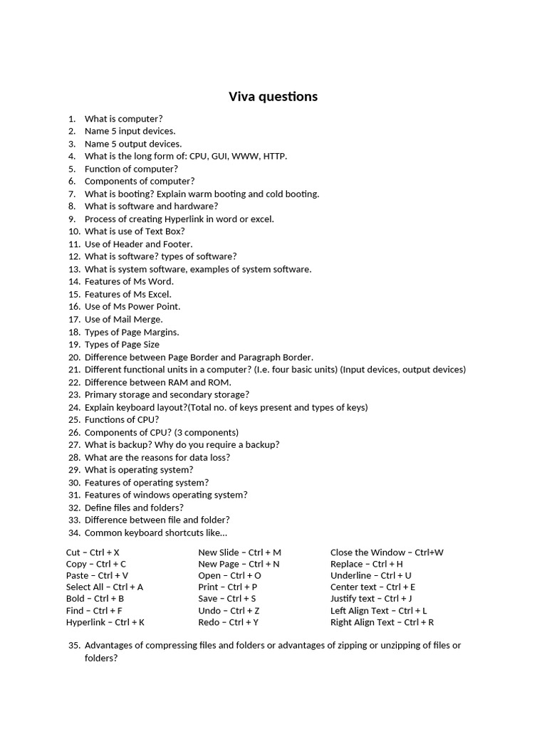 Theory and Viva Questions (June 2022) | PDF | Microsoft Word ...