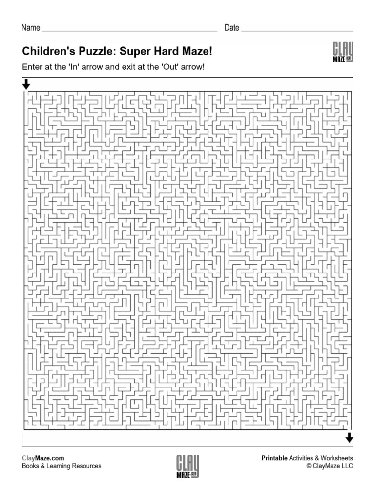Super Hard Maze Printable Worksheets | PDF