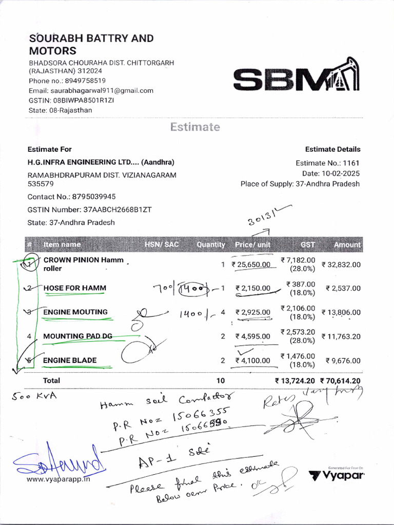SOURABH BATTERY APPROVED QUOTATION AGAINST PR NO. 15066355 & 15066590 | PDF
