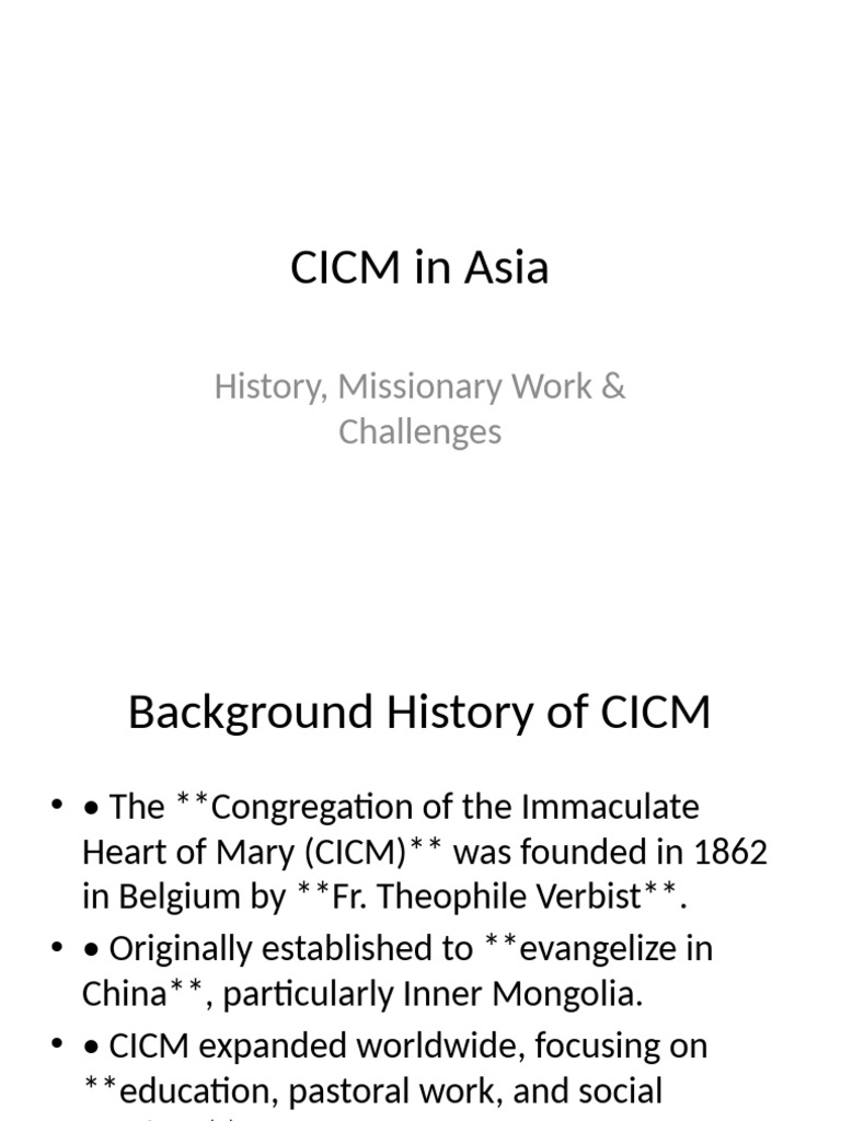 CICM Missionary Work in Asia: History & Challenges | PDF