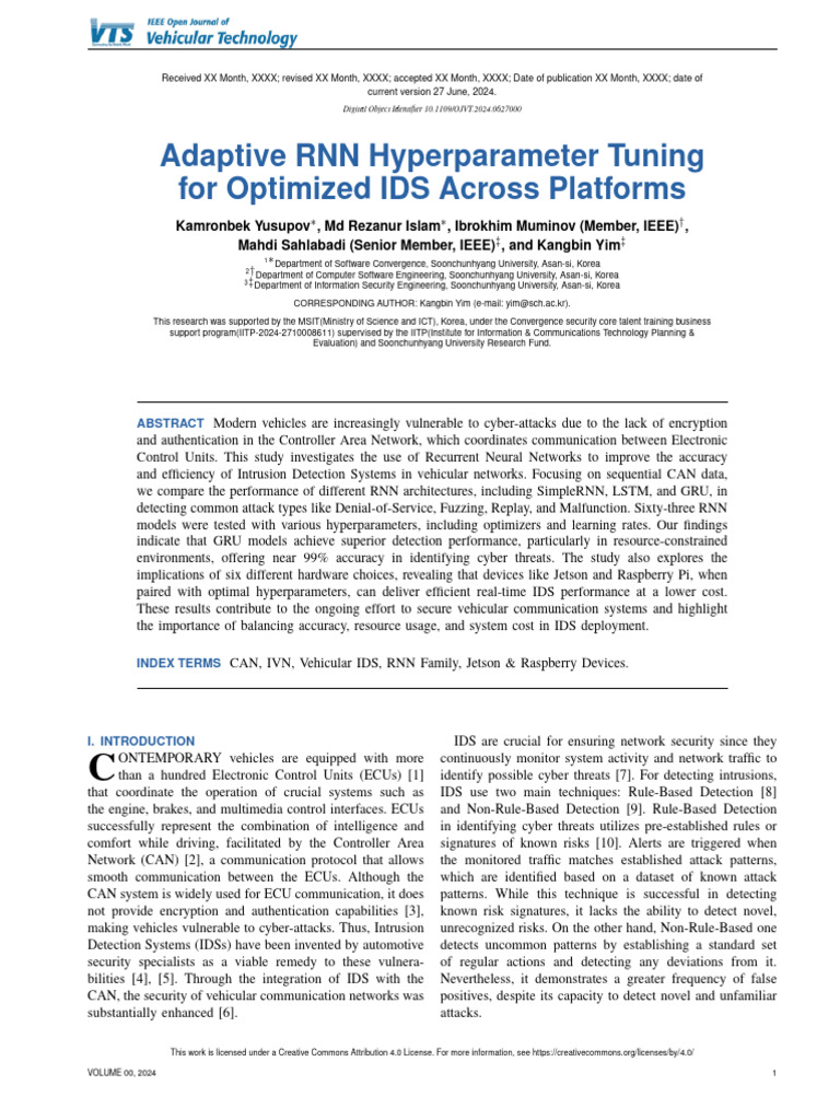 Adaptive RNN Hyperparameter Tuning For Optimized IDS Across Platforms | PDF | Computing