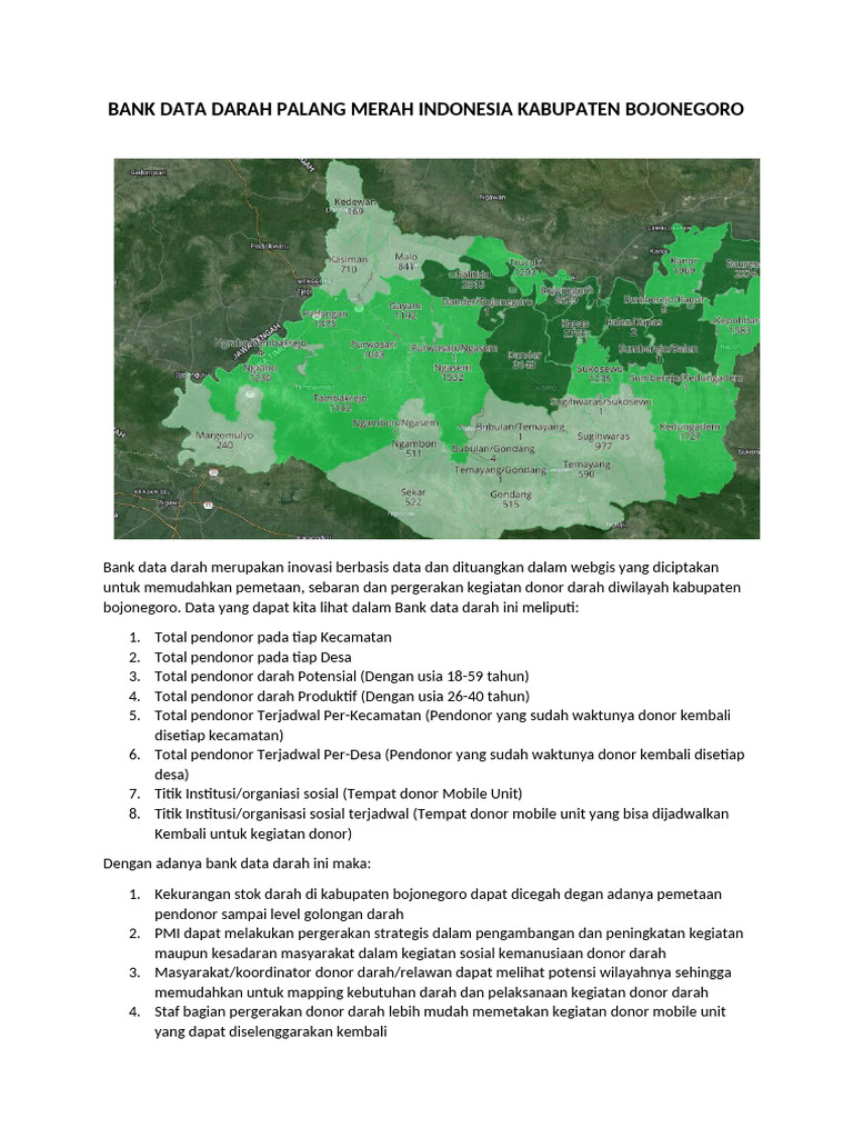 Bank Data Darah Palang Merah Indonesia Kabupaten Bojonegoro | PDF