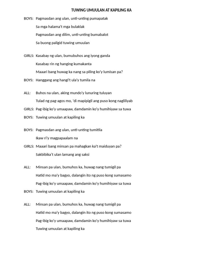 Tuwing Umuulan at Kapiling Ka | PDF