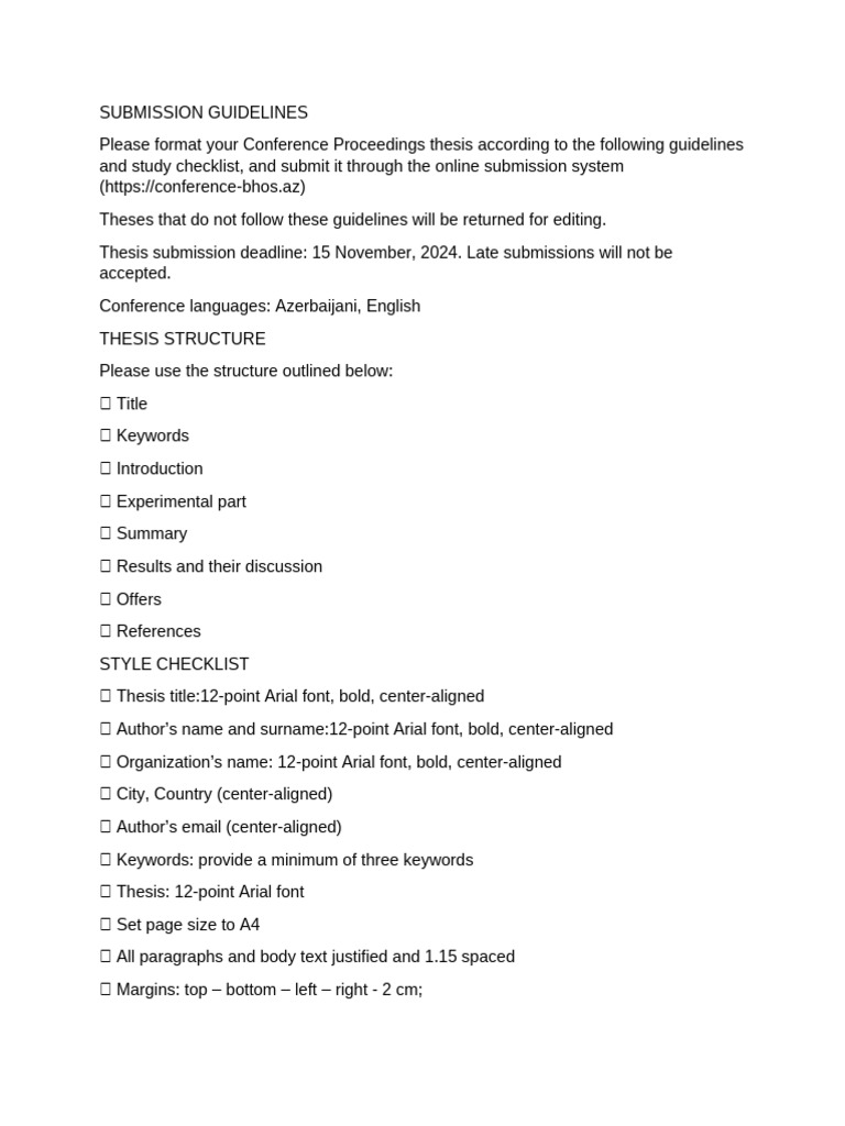 Thesis Submission Guidelines | PDF