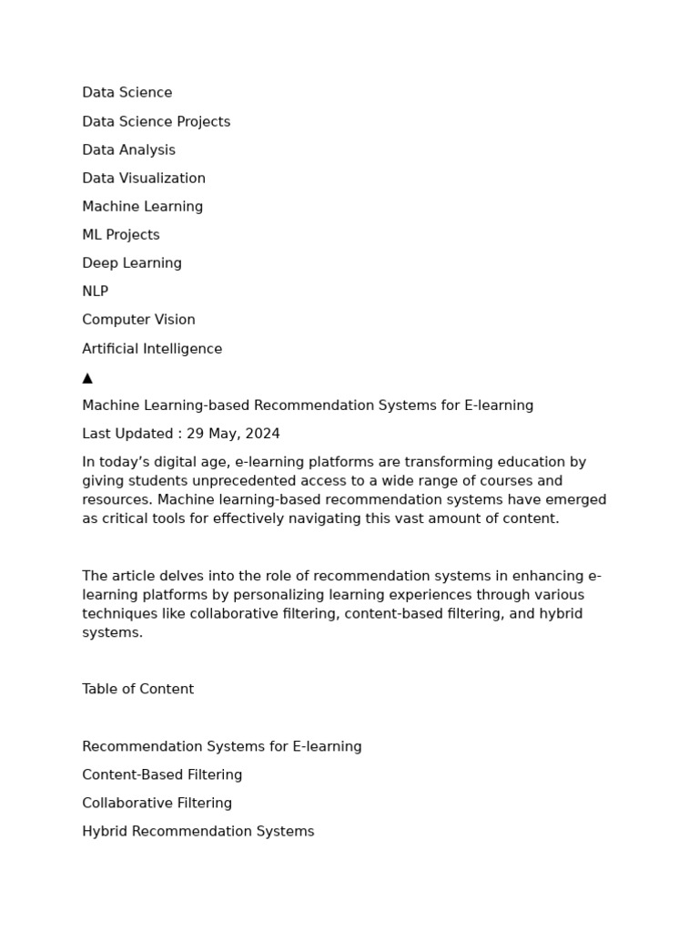 types of recommendation systems | PDF | Artificial Intelligence | Intelligence (AI) & Semantics