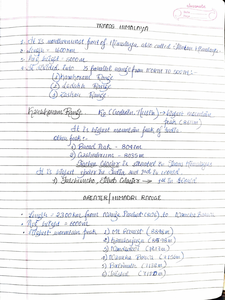 Hand Written Notes of Geography | PDF