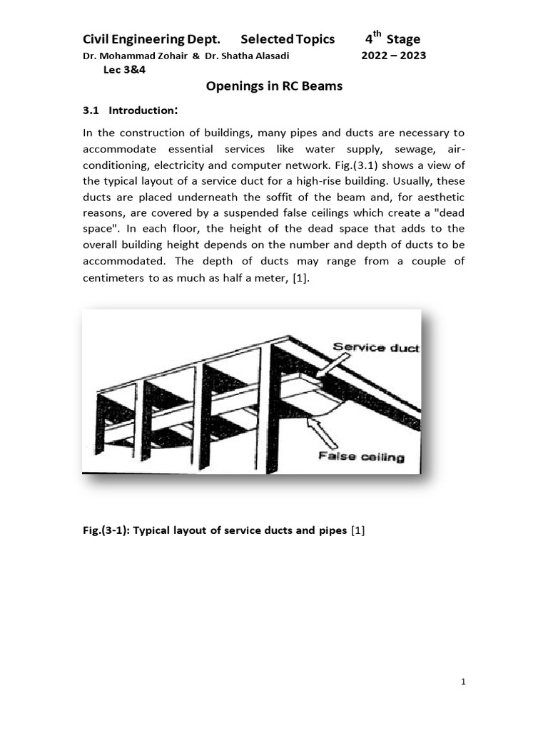 Openings in Reinforced Concrete Beams | PDF | Bending | Beam (Structure)
