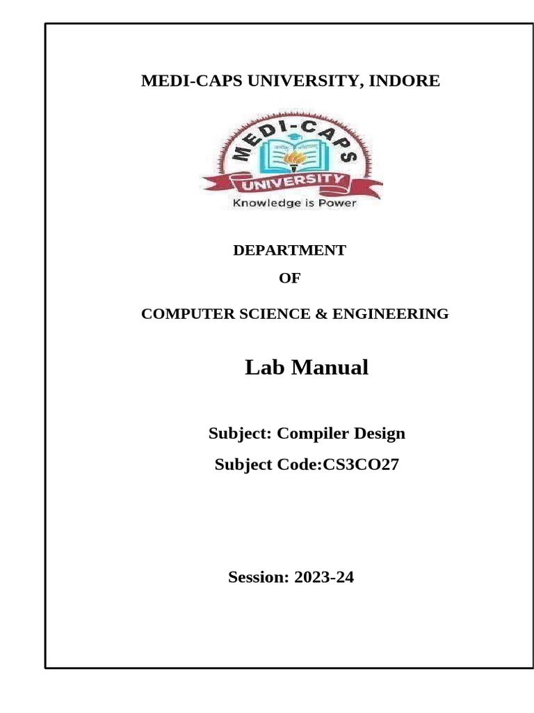Compiler Design Lab Manual 05.02.2024 - Final | PDF | Parsing | Grammar