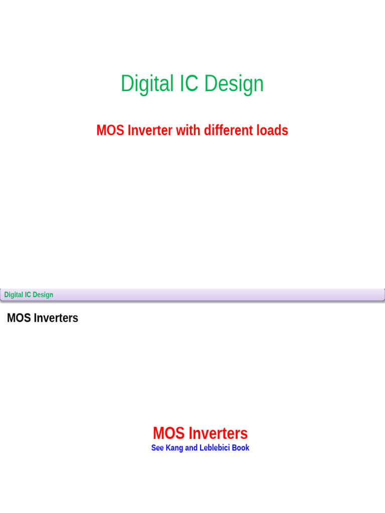 Lec - 12 Inverter With Differenet Loads | PDF | Mosfet | Cmos