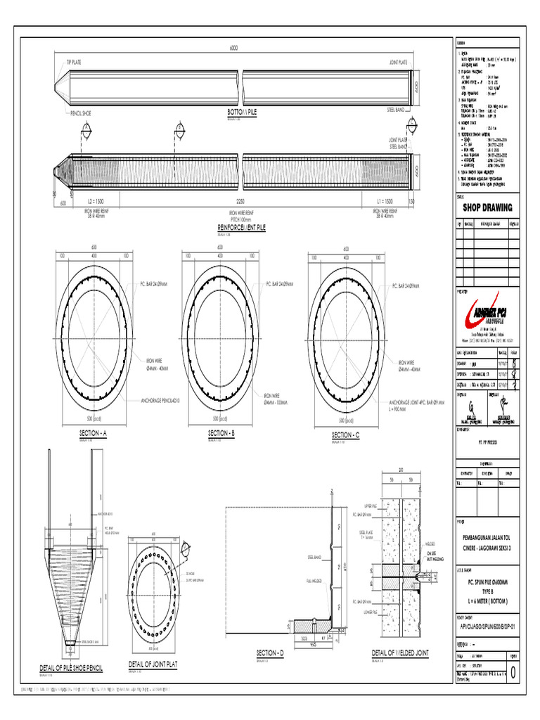 Reinforcement Pile Shop Drawing Details | PDF | Mechanical Engineering ...