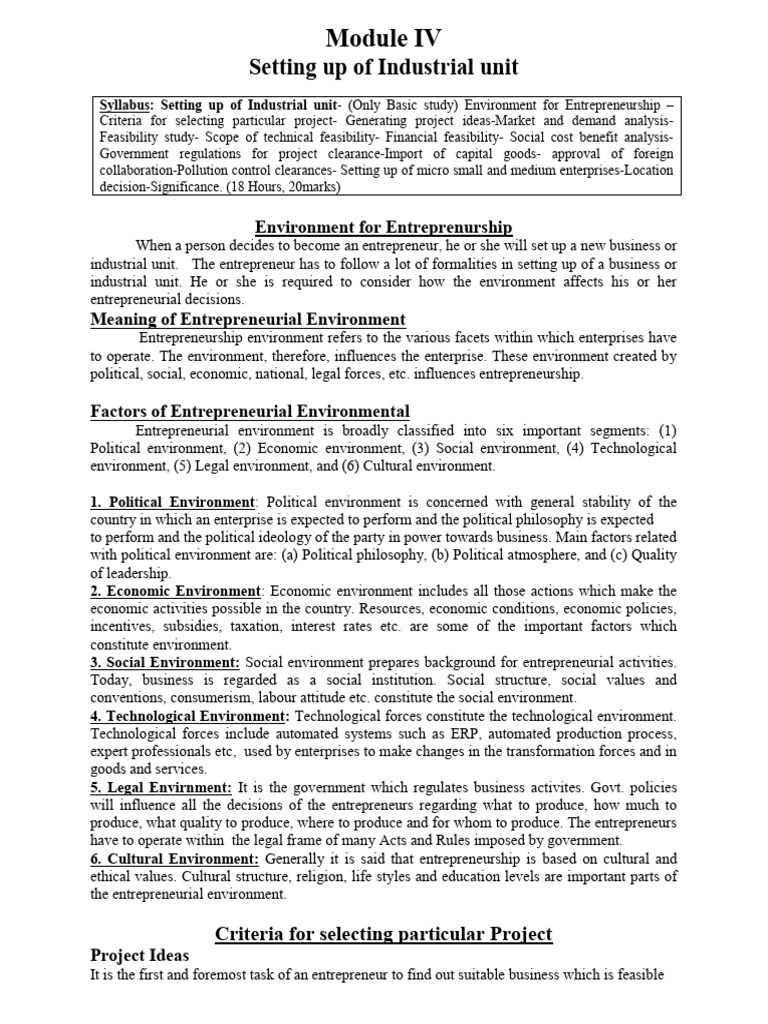 EDP MODULE 4 - Setting Up of Industrial Units | PDF | Feasibility Study ...