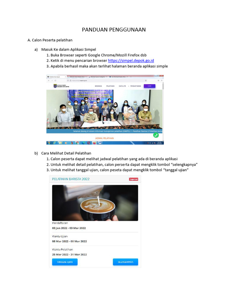 Panduan Penggunaan Calon Peserta | PDF