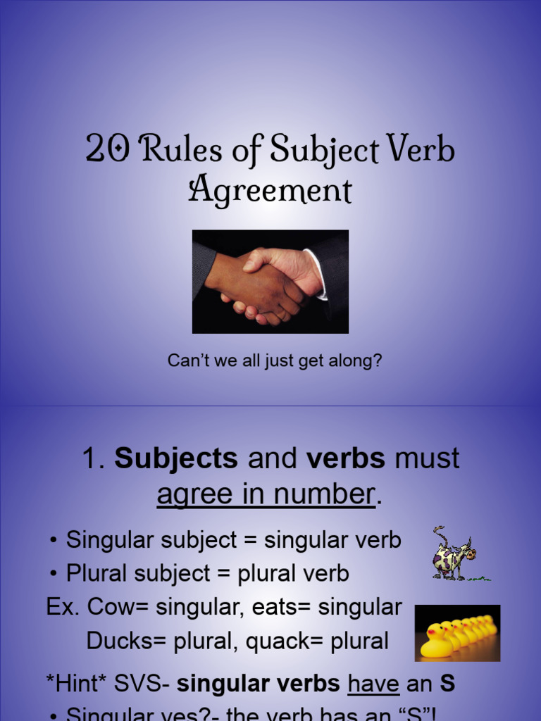 SubjectVerbAgreement pptx-1 | PDF | Verb | Grammatical Number