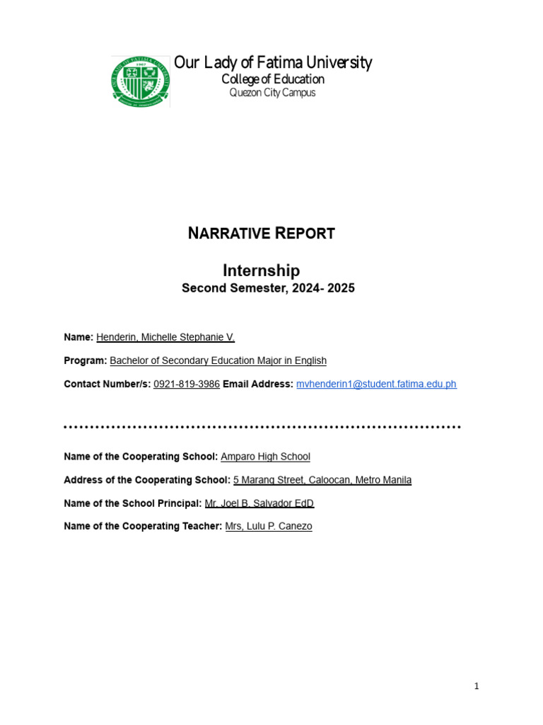 Narrative Report-1ST WEEK | PDF | Classroom Management | Learning