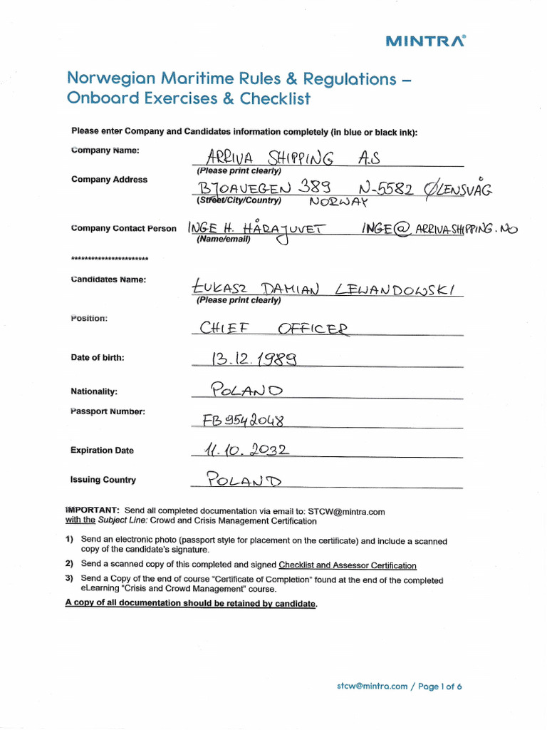 Norwegian Maritime Rules Checklist | PDF