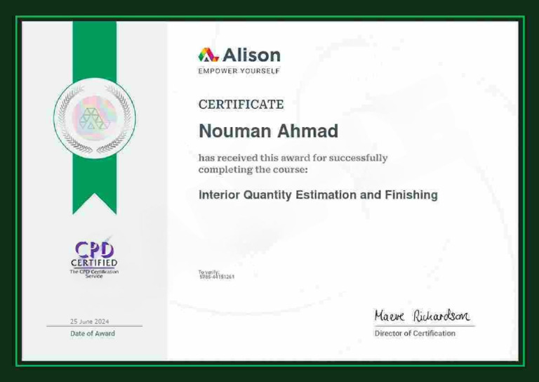Alison Certificate (Quantity) | PDF