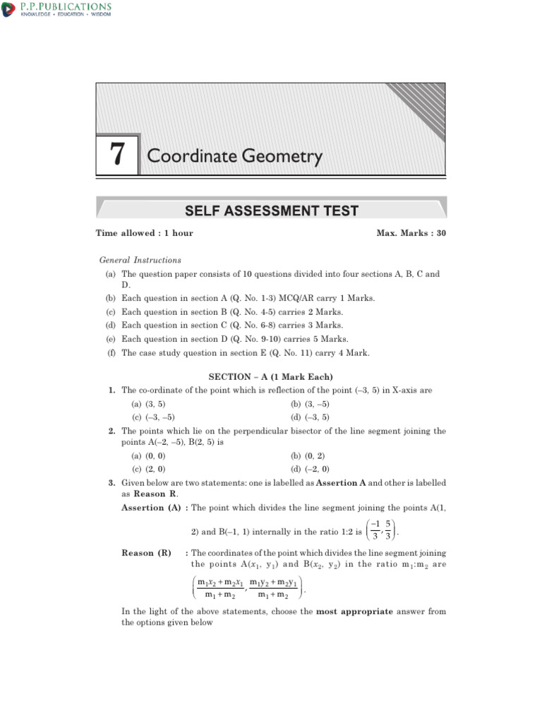 Ch. - 7 Class X Maths-Self Assessment Test | PDF | Euclid | Euclidean ...
