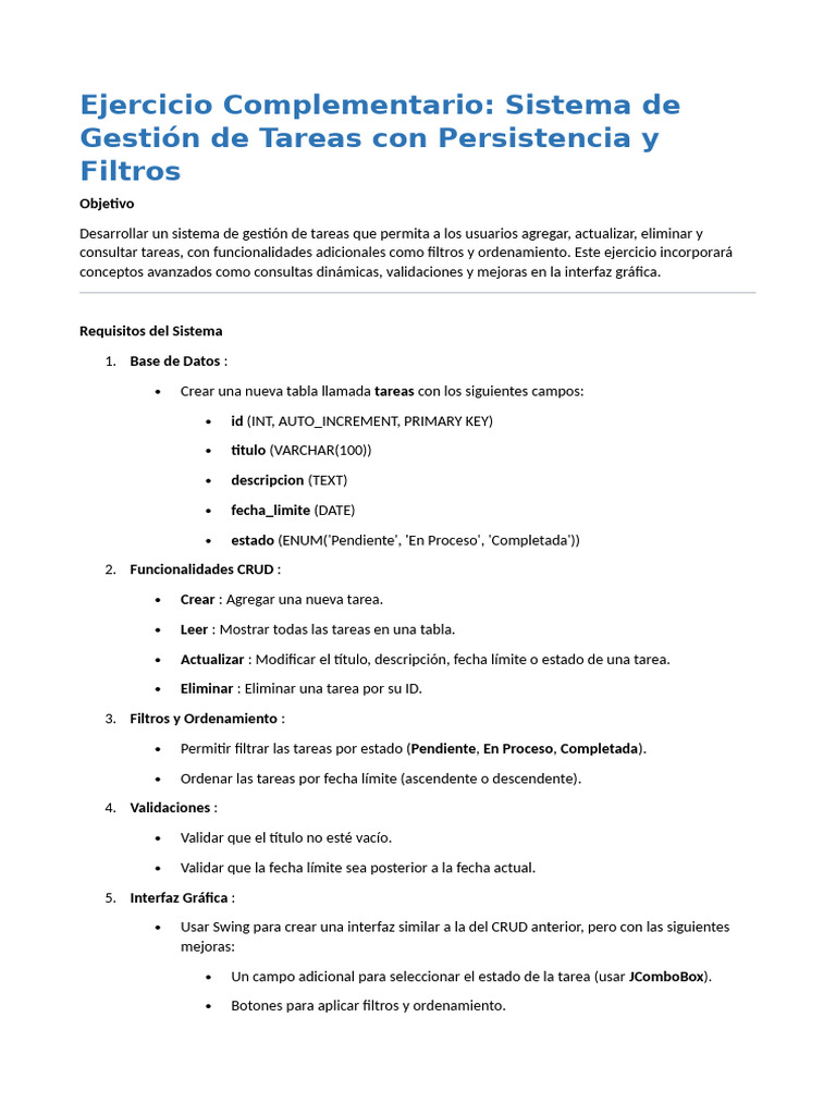 Ejercicio Complementario | PDF | Bases de datos | Informática