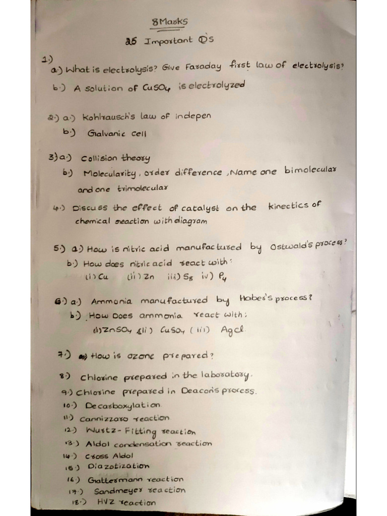Chemistry Important Questions | PDF
