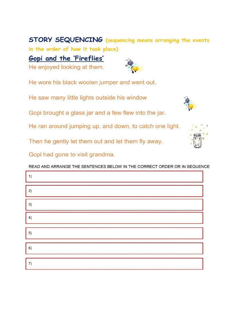 Re Arrange Story Sentence | PDF