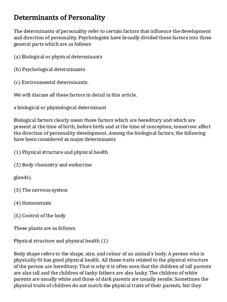 The Determinants of Personality | PDF | Adrenal Gland | Glands