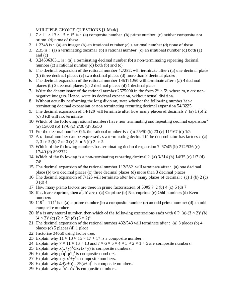 10 Math Real Numbers topic 1 pushp assign 2020 | PDF | Numbers | Rational Number