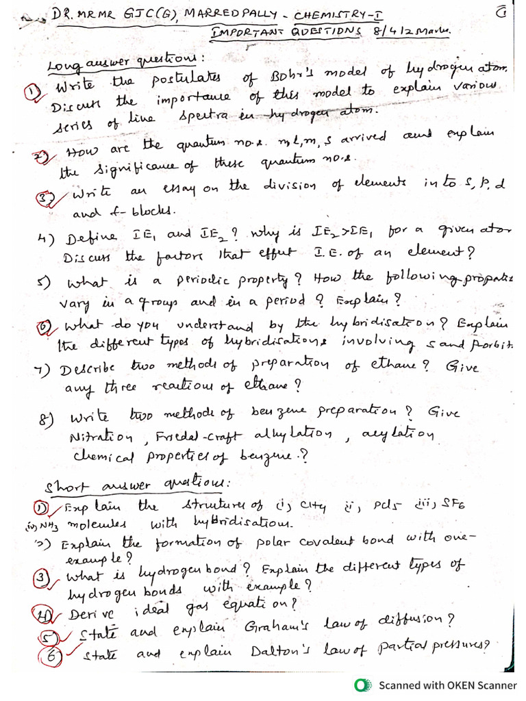 Imp Questions IPE 1st Year | PDF