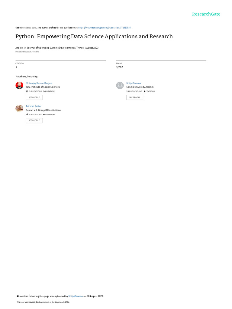 27-33Python_EmpoweringDataScienceApplicationsandResearch | PDF | Data Science | Computer Programming