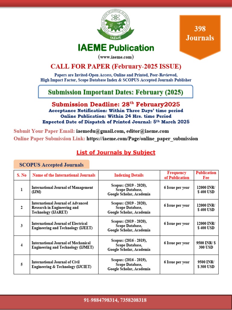 IAEME Call for Papers: Feb 2025 | PDF | Artificial Intelligence ...