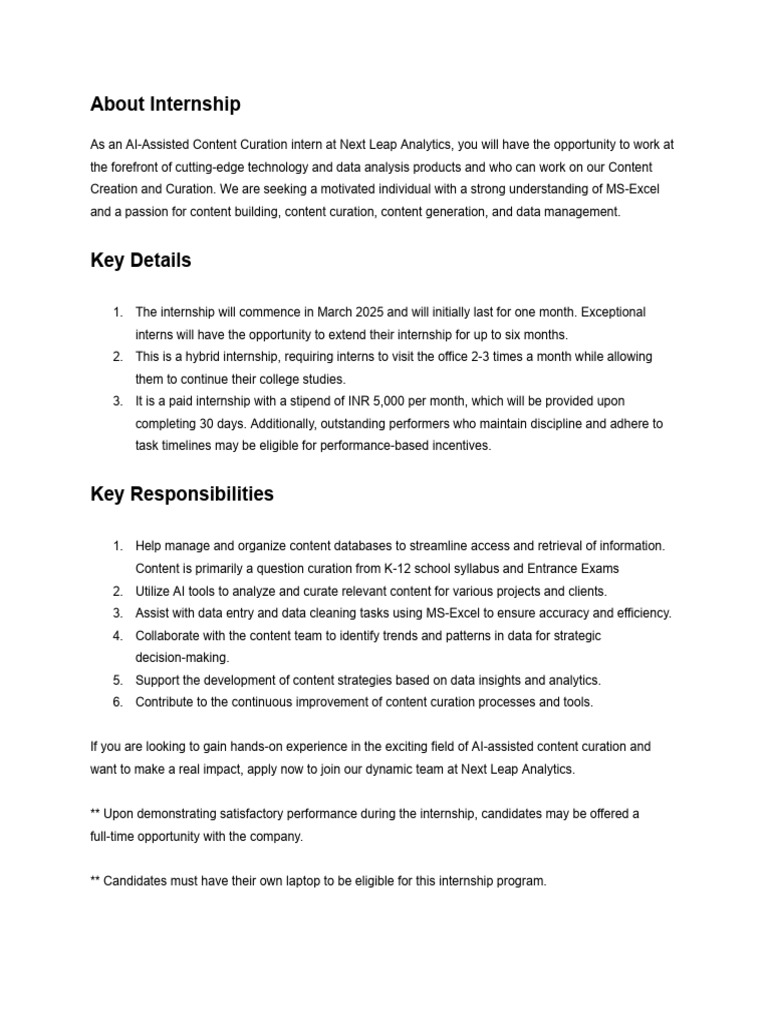 AI Content Curation Internship 2025 | PDF | Analytics | Data