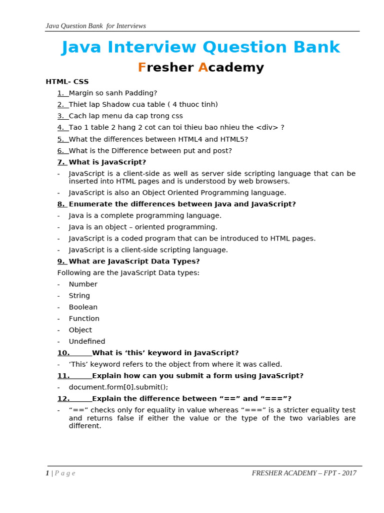 FrontEnd - Interview Question Bank | PDF