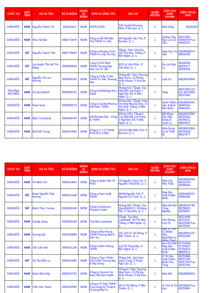 5 700 Chi Tiet Giam Doc Tai TPHCM | PDF
