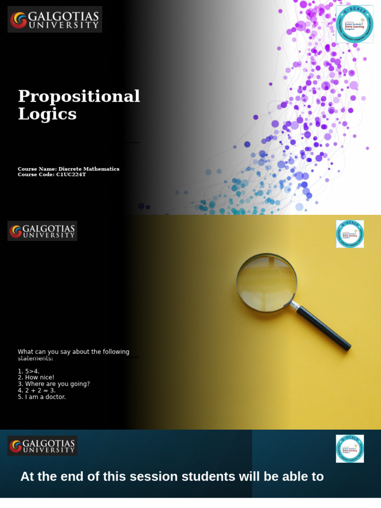 ppt-1 (Propositions, Logical Operators, Truthtables (TT) ) | PDF | If And Only If | Proposition