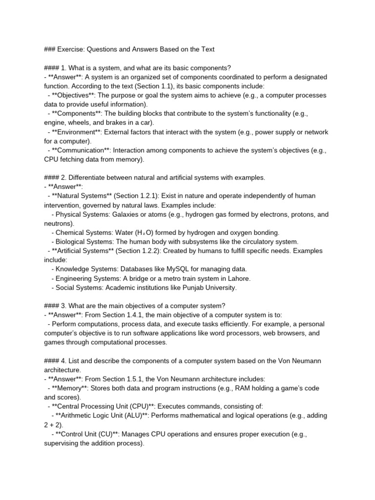 Exercise - Questions and Answers Based On The Text | PDF | Central ...