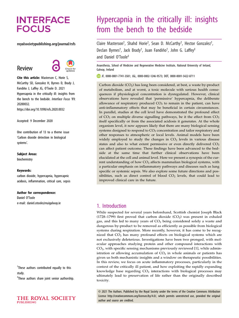 hypercapnia laffey | PDF | Inflammation | Lung