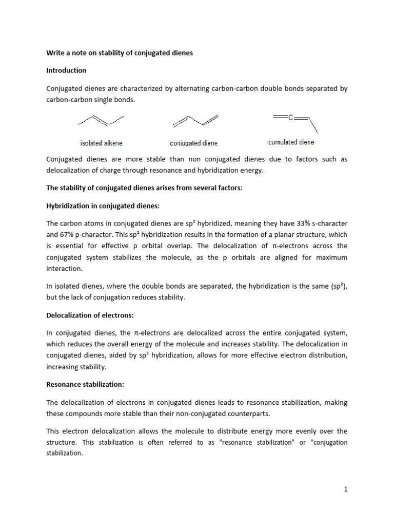 Stability of Conjugated Diene | PDF | Molecular Orbital | Chemical Bond