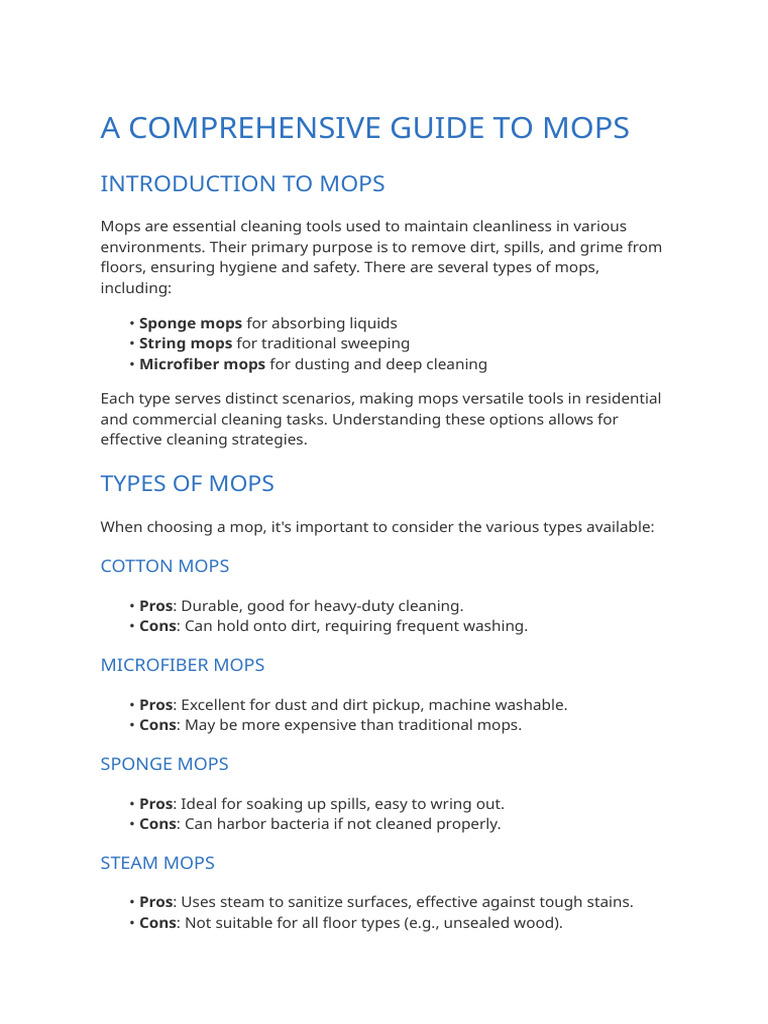 A Comprehensive Guide to Mops | PDF