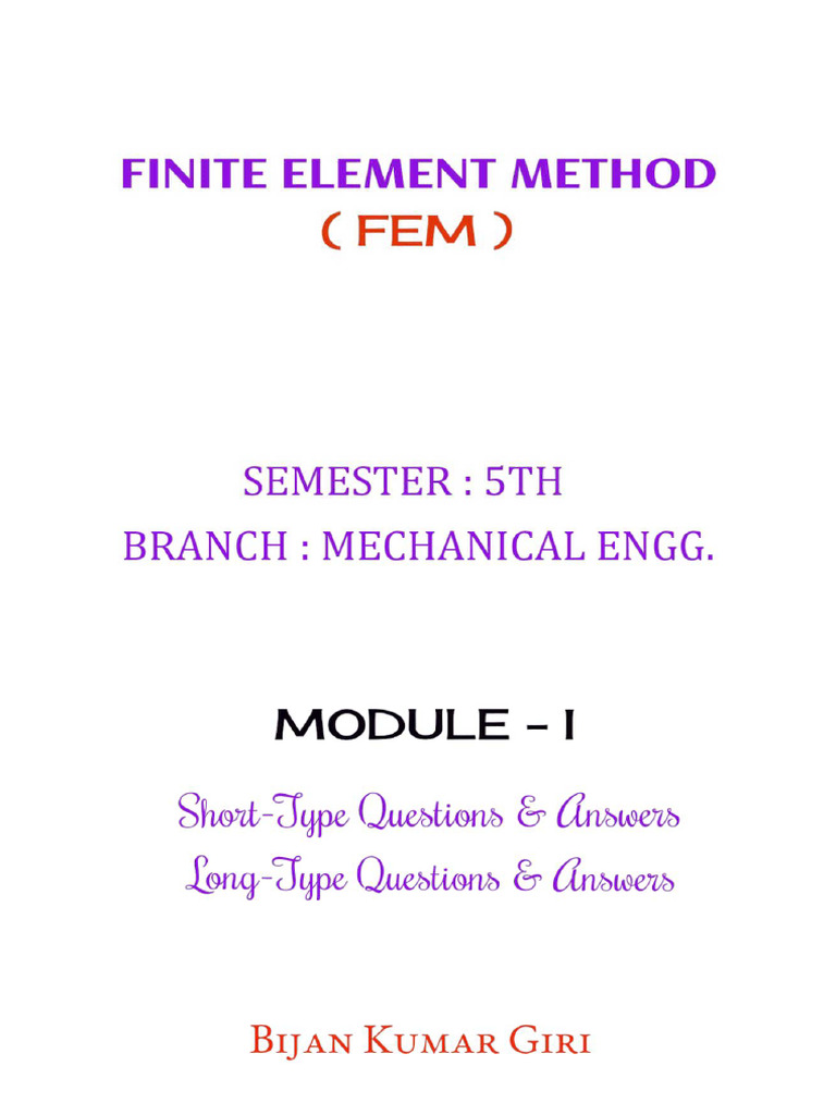 Tutorial Questions in FEM | PDF