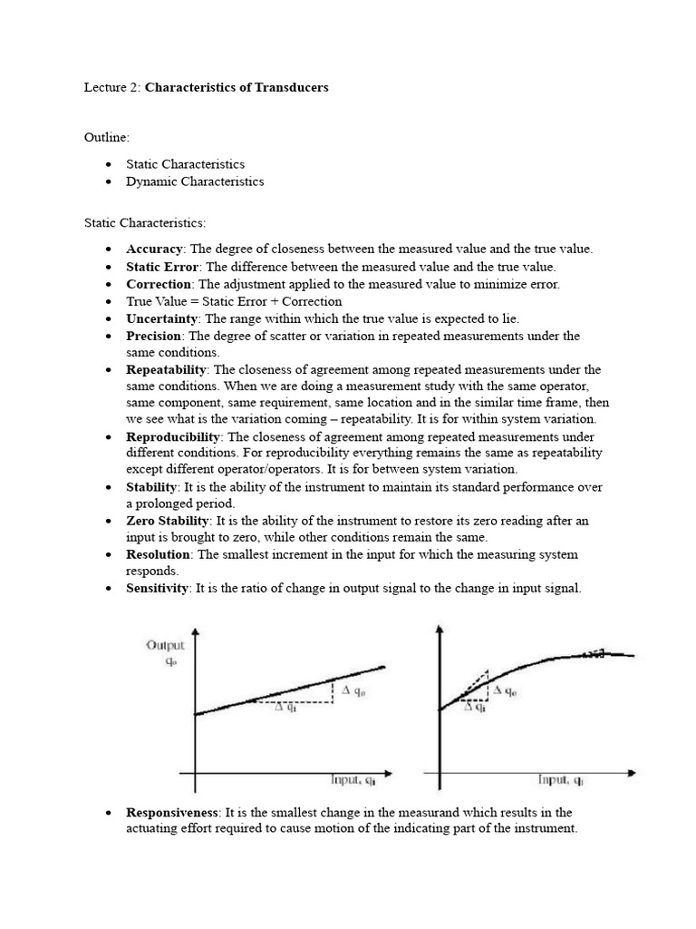 Lecture 2 Transducer Instrumentation | PDF | Accuracy And Precision ...
