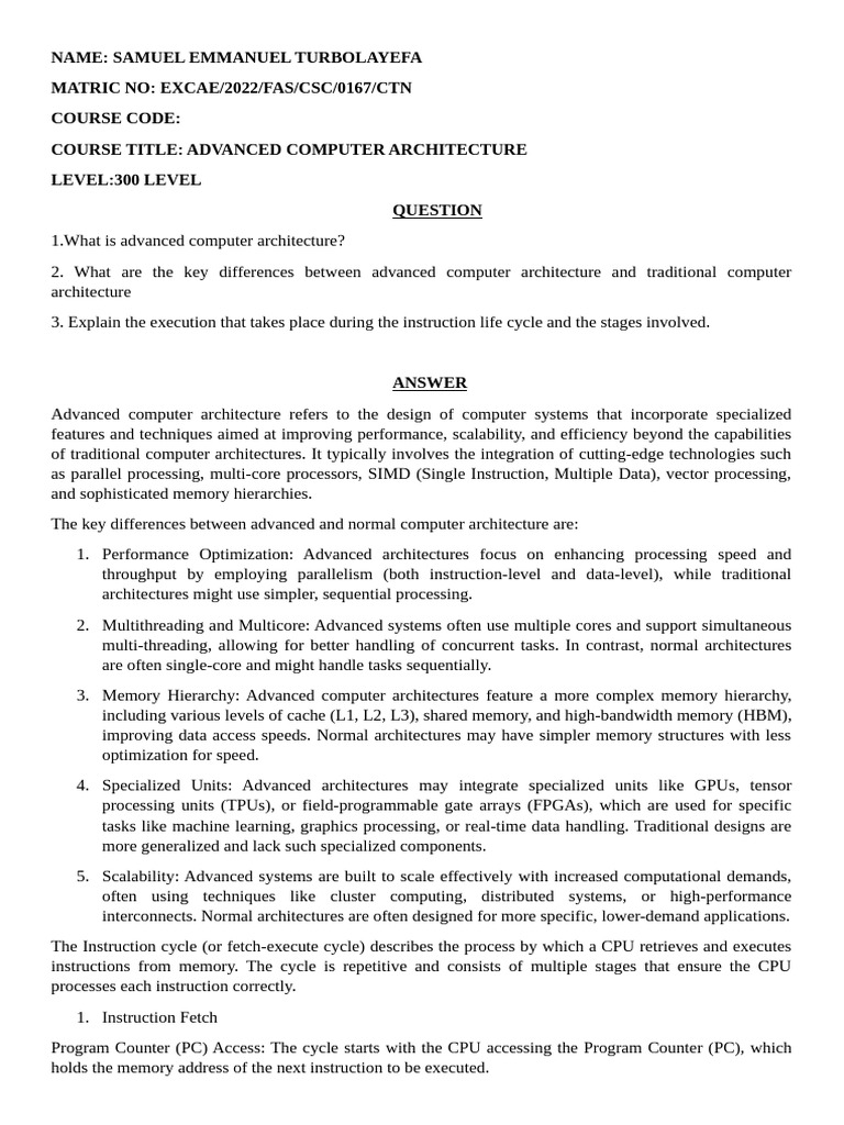 Advanced Computer Architechture 1 | PDF | Central Processing Unit ...