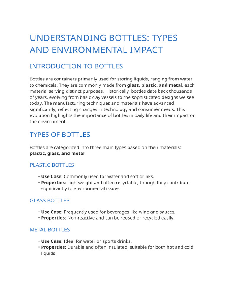 Types of Bottles and Their Impact | PDF