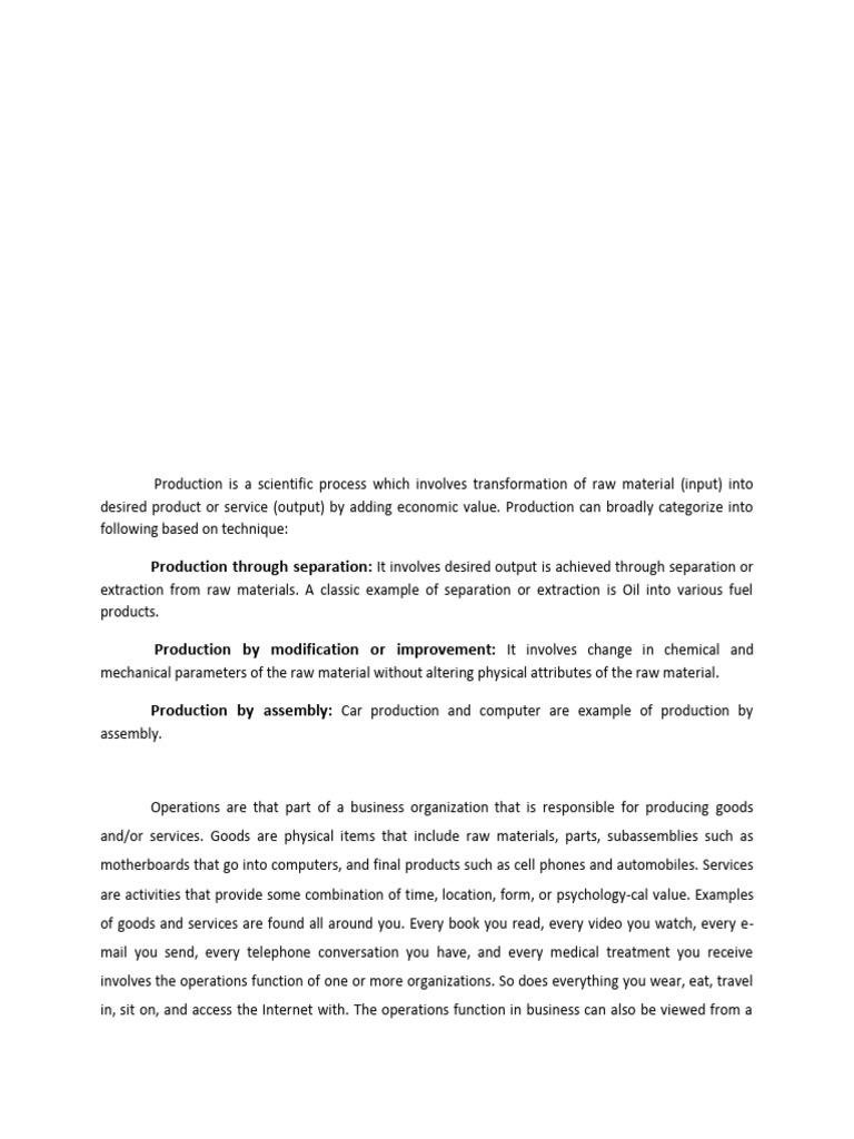 Production and Operations Management Overview | PDF | Operations ...