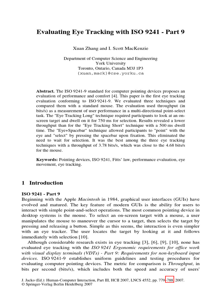 evaluating-eye-tracking-with-iso-9241--part-9 | PDF | Human–Machine Interaction | Human–Computer ...