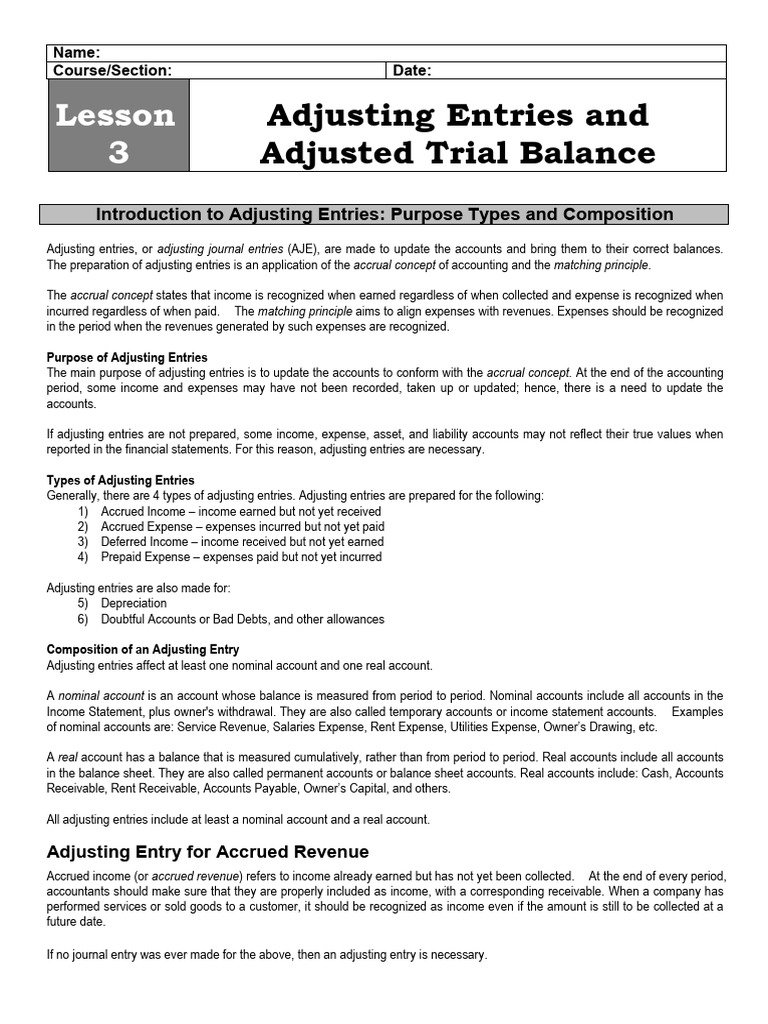 Acctg Module 3 - Adjusting Entries and TB | PDF | Debits And Credits ...