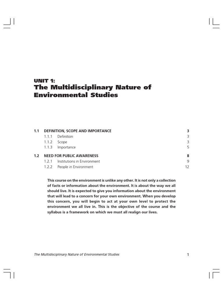 Es Unit-1a&1b | PDF | Nature | Sustainability