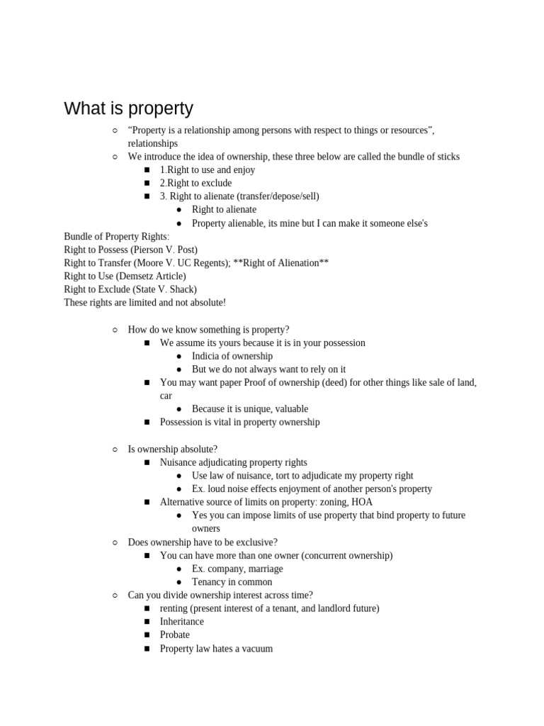 Property Outline | PDF | Conversion (Law) | Natural Resources Law